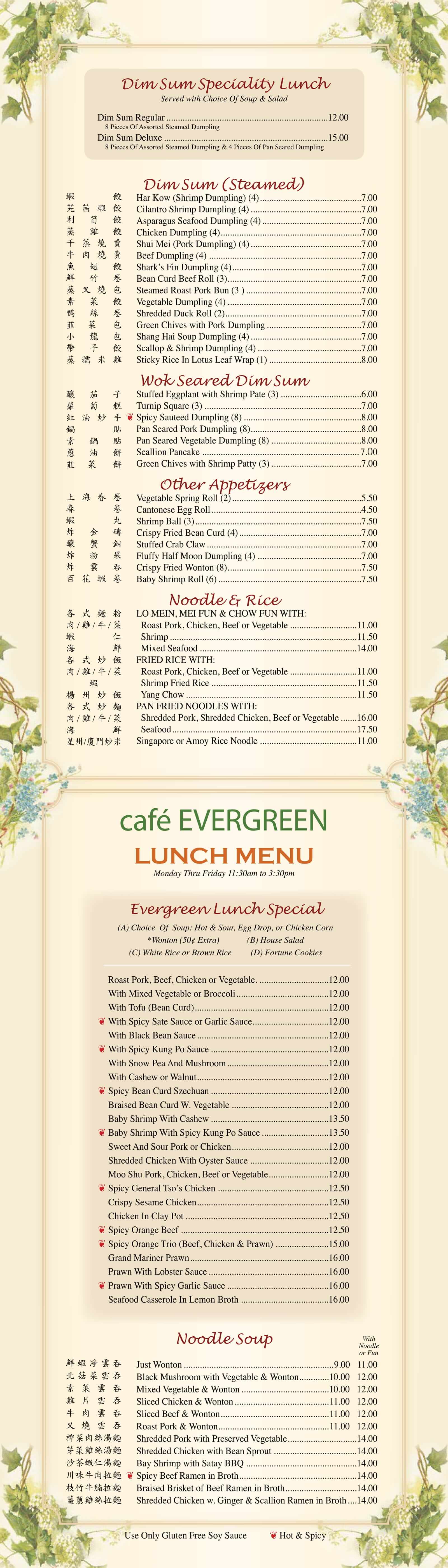 Lunch Special – Cafe Evergreen